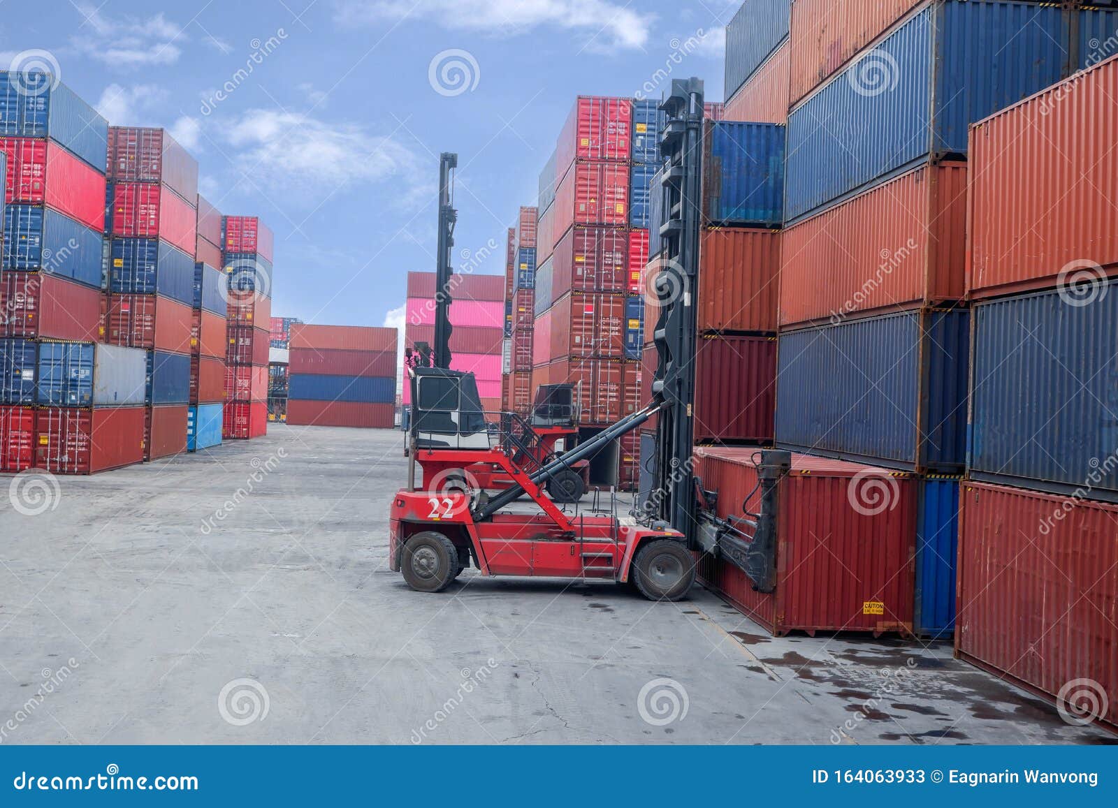 Container Handlers Working in a Harbor Stock Image - Image of economy ...