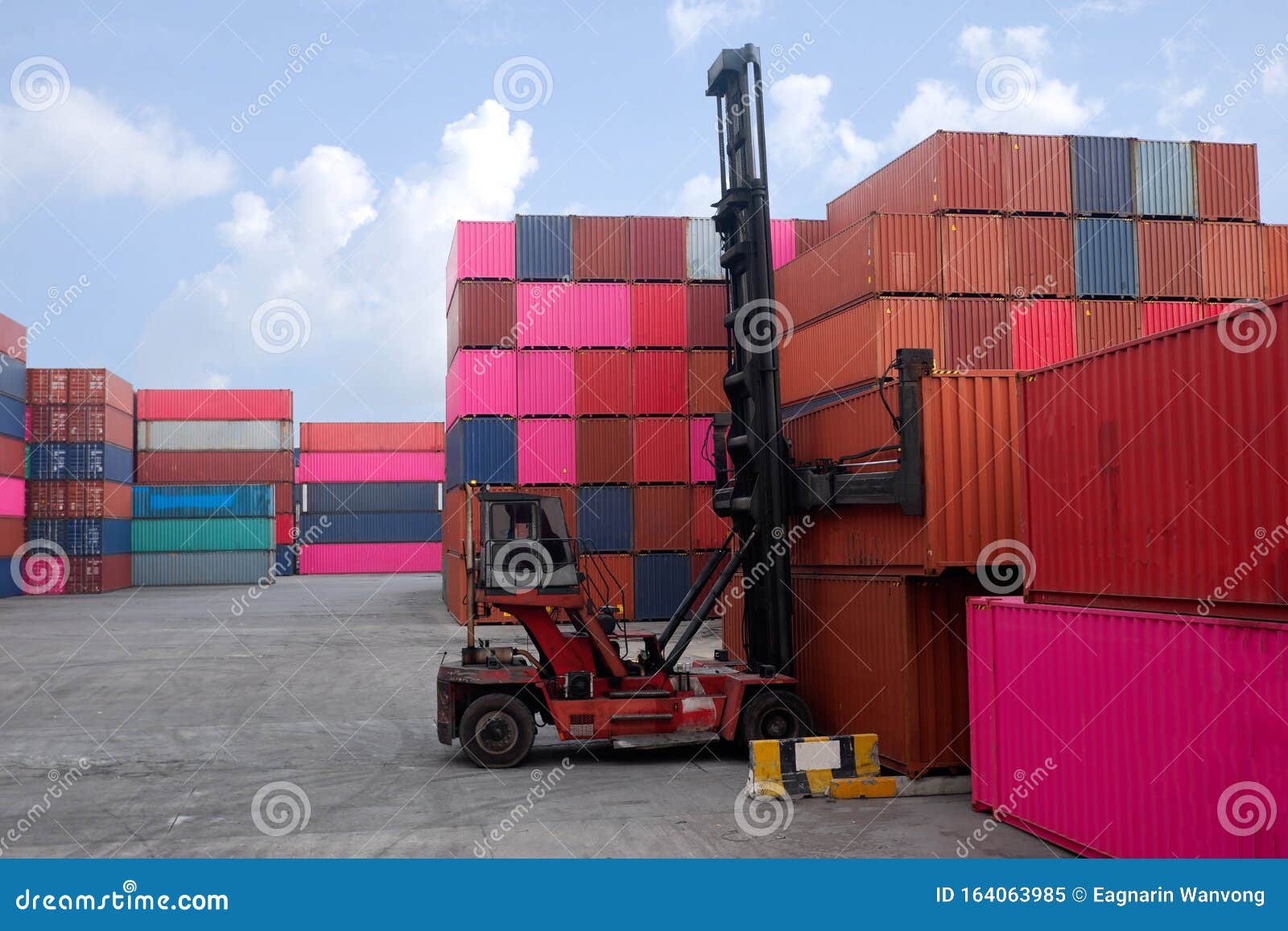 Container Handlers Working in a Harbor Stock Image - Image of handling ...