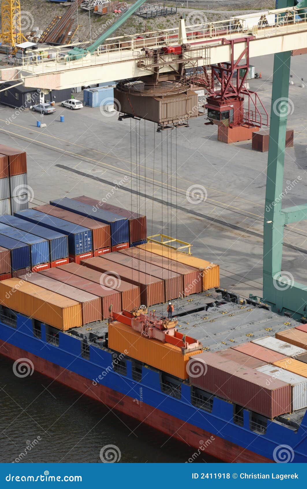 Container-haven Van Helikopter Stock Foto - Image of massa, vervoerder ...