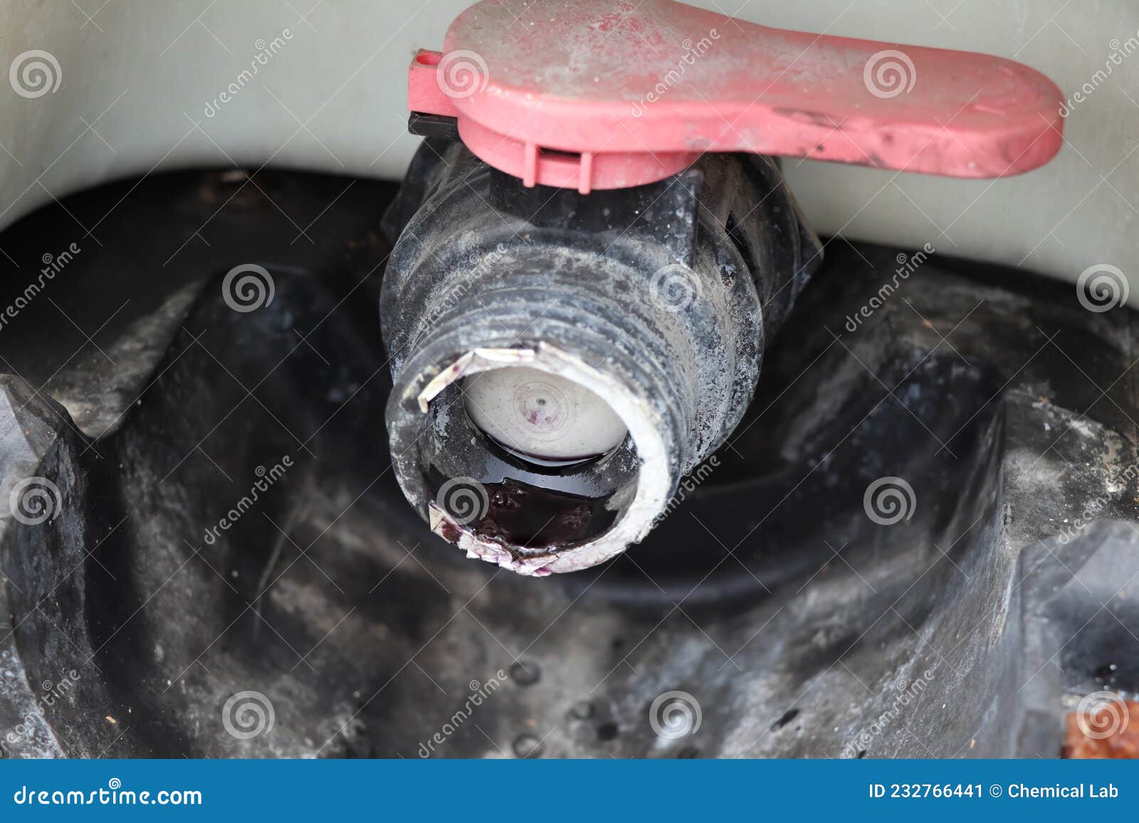 Container for Hazardous Chemical Waste are Leaking from the Valve Stock ...