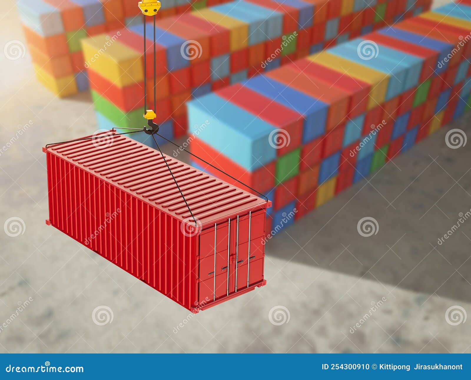 Container with Hook at Container Port Stock Illustration - Illustration ...