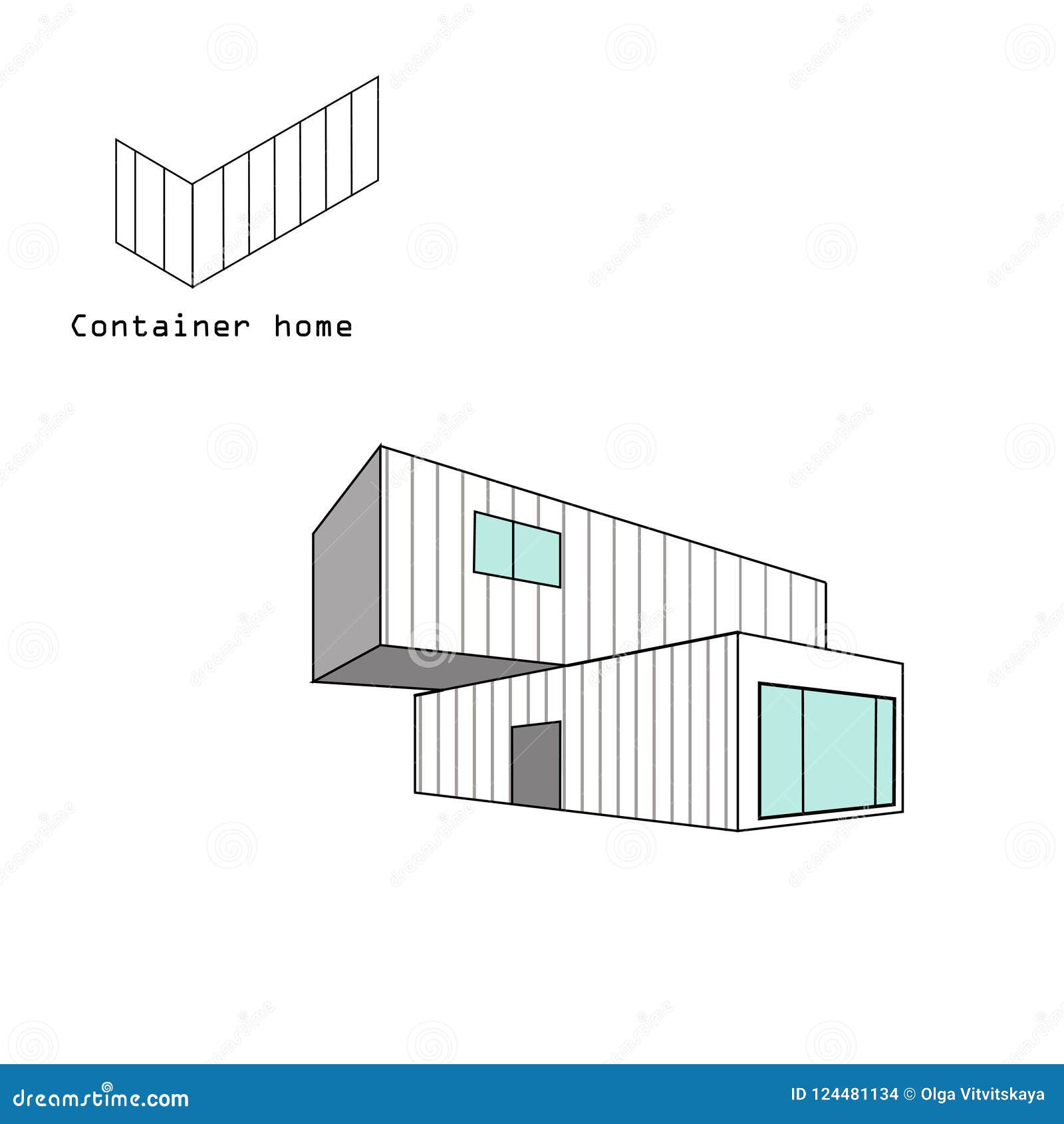 Container House Building with Logo Vector Isolated Stock Vector ...