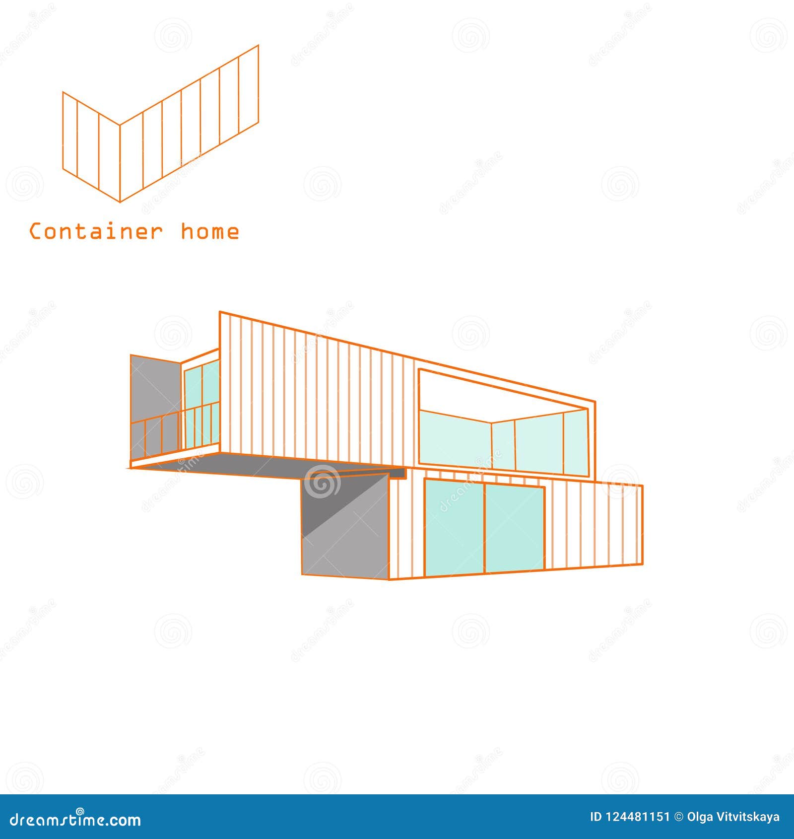 Container House Building with Logo Vector Isolated Stock Vector ...
