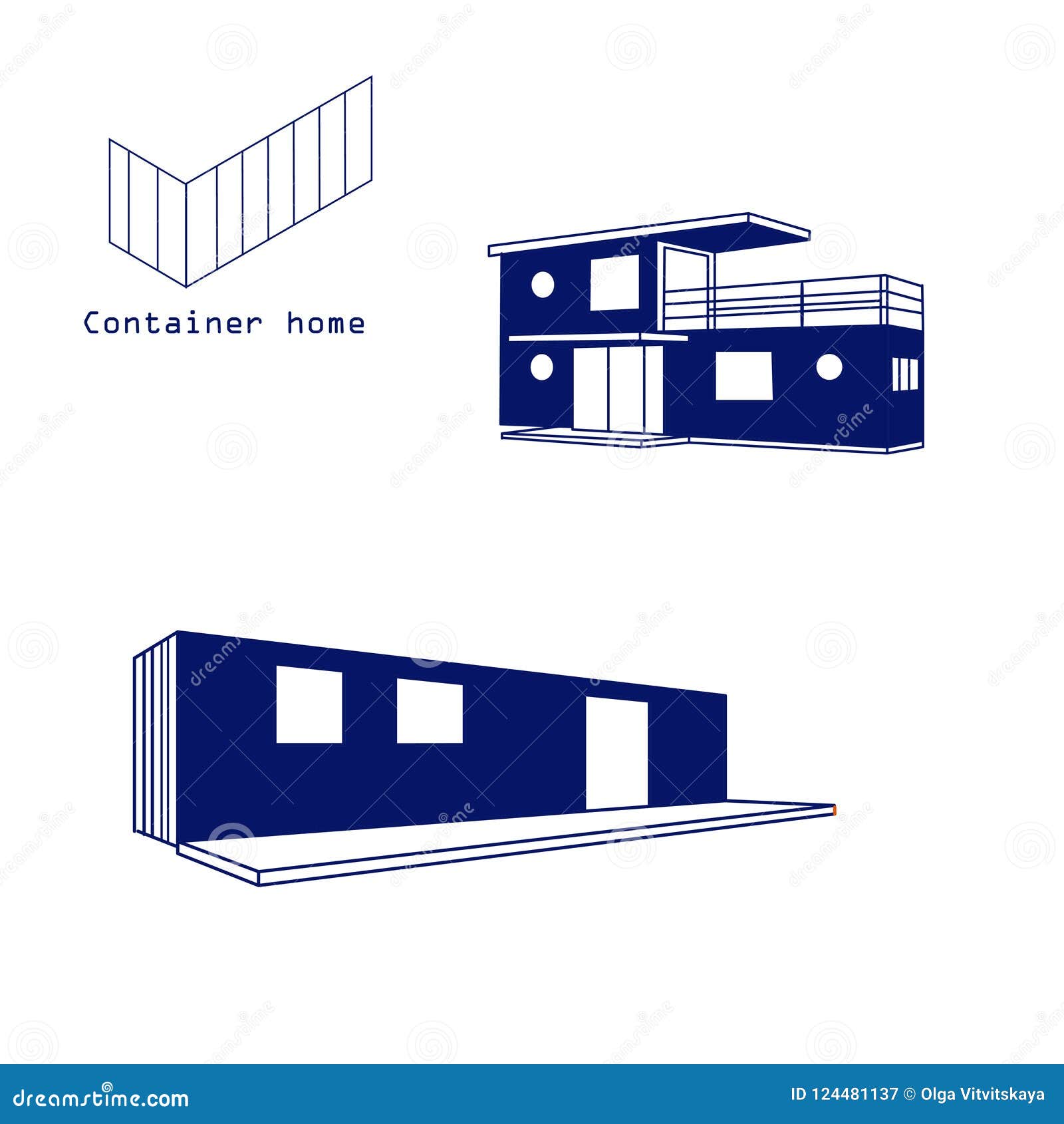 Container House Building with Logo Vector Isolated Stock Vector ...