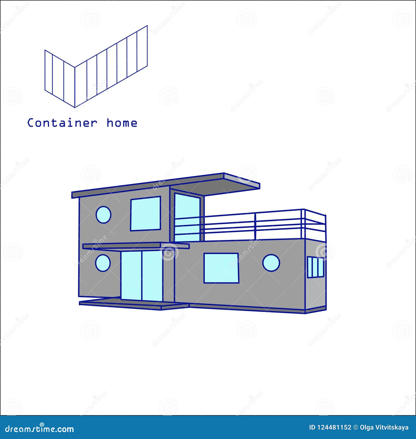 Container House Building with Logo Vector Isolated Stock Vector ...