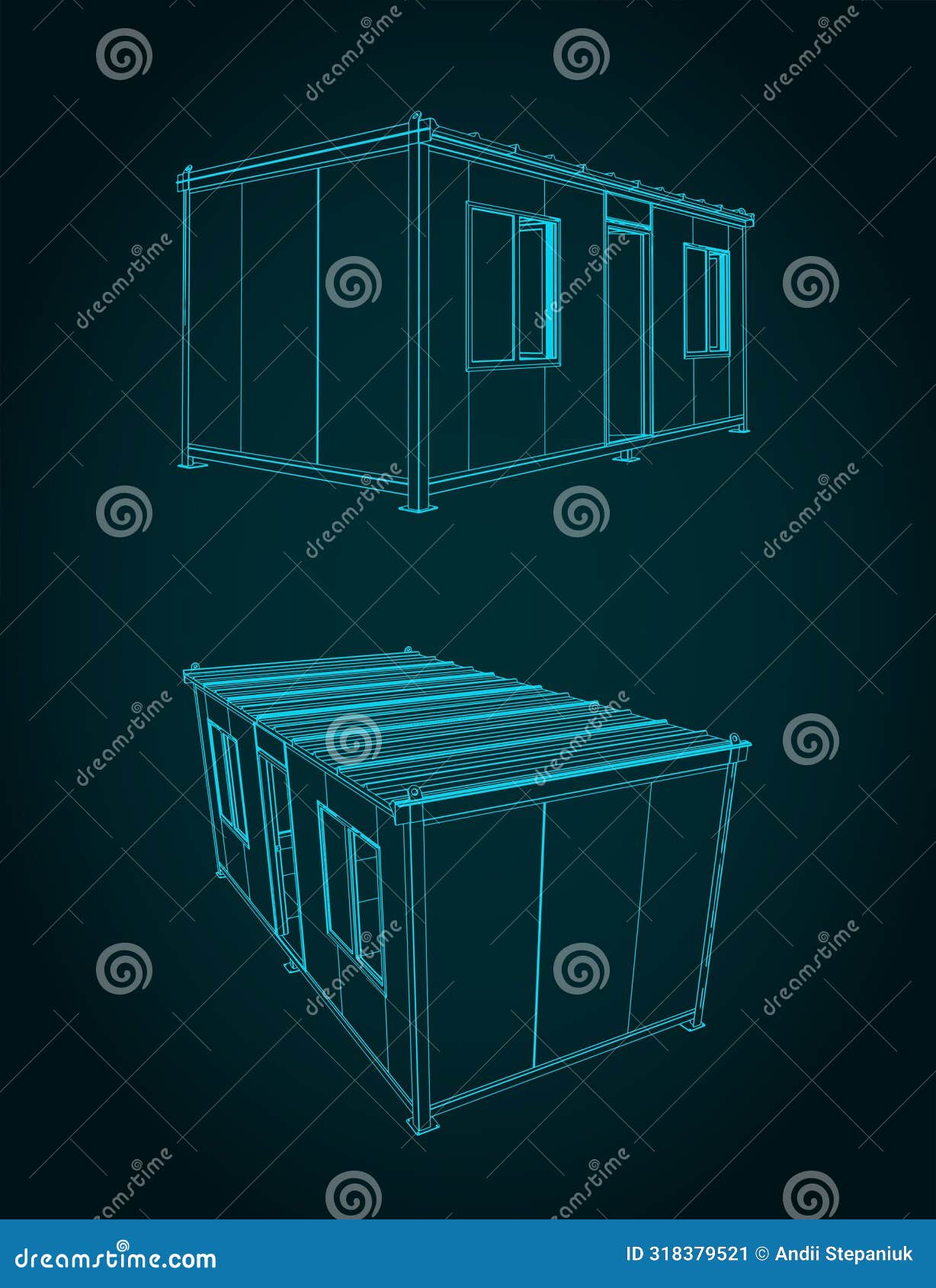 Container house drawings stock vector. Illustration of cargo - 318379521