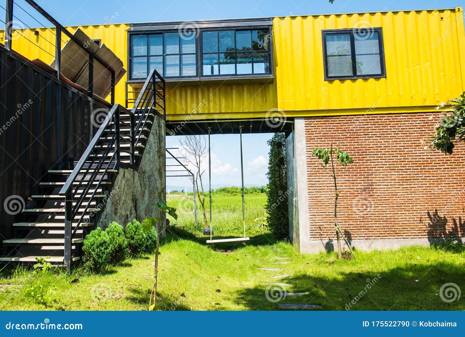 Container House with Swing in Thai Country Stock Photo - Image of ...