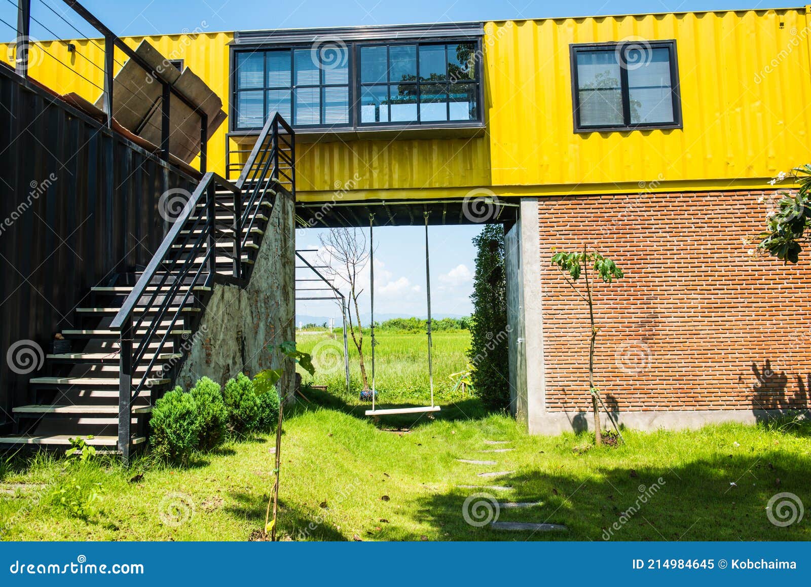 Container House with Swing in Thai Country Stock Image - Image of ...