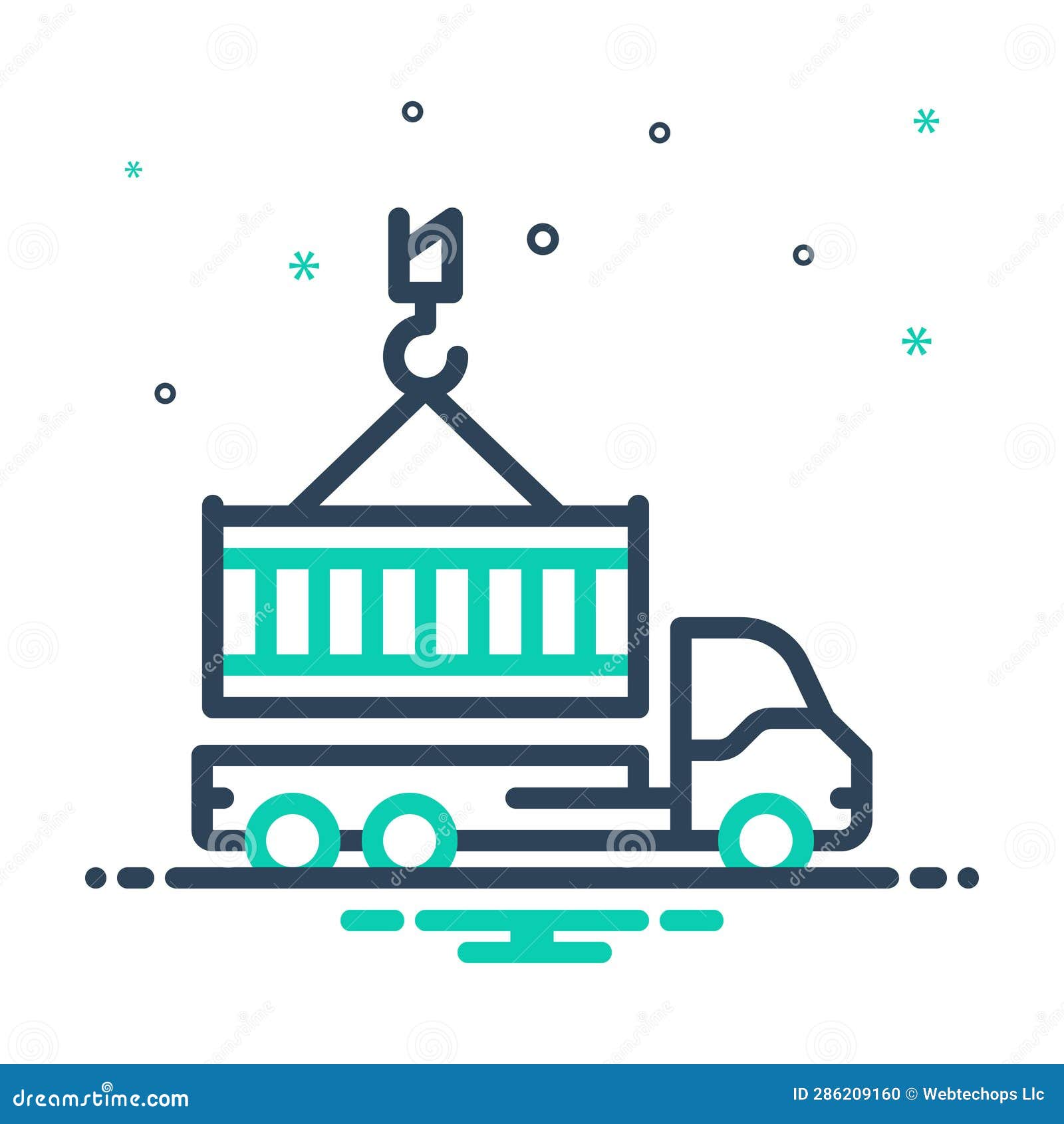 Mix Icon for Container, Crane Hook and Lifting Stock Illustration ...