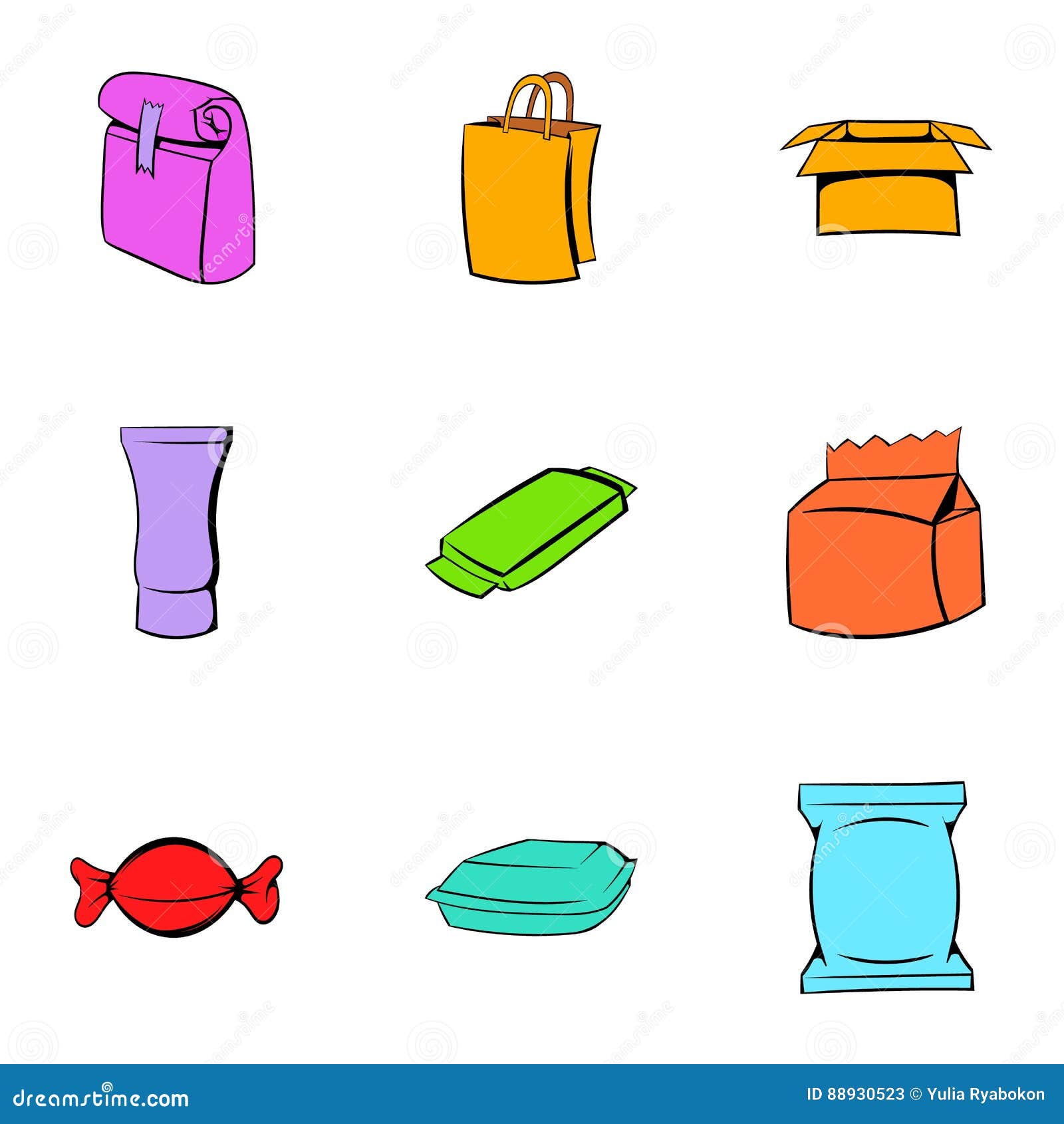 Container Icons Set, Cartoon Style Stock Vector - Illustration of ...