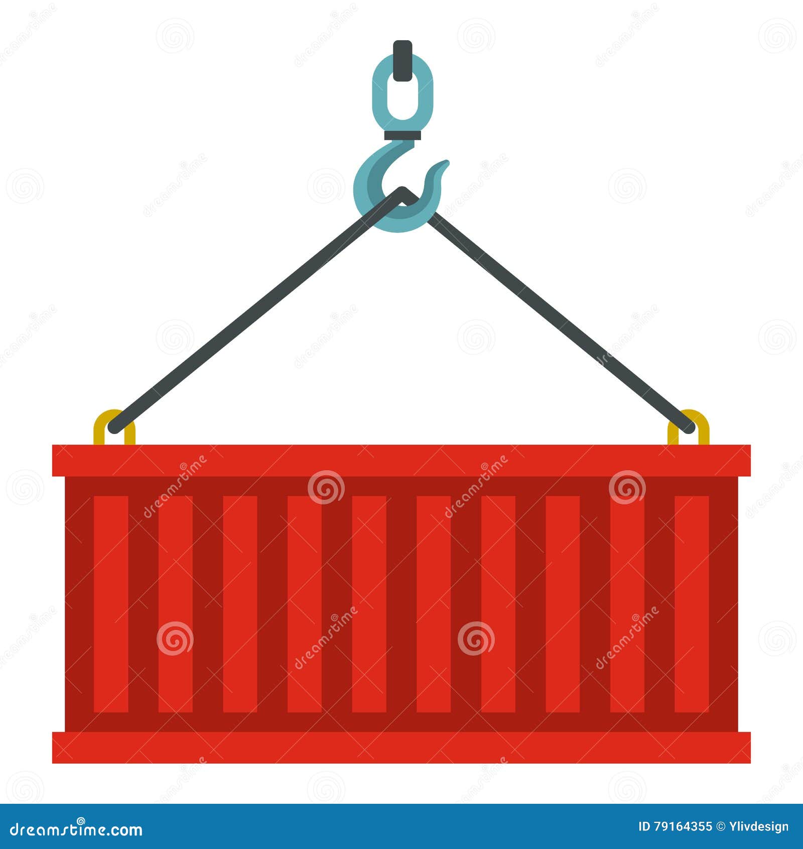 Container Lifted by a Crane Icon, Flat Style Stock Vector ...
