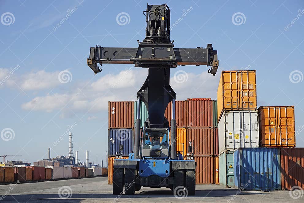 Container lifter stock image. Image of front, crane, door - 46560345