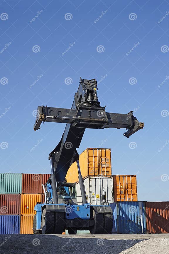 Container lifter stock photo. Image of intermodal, garage - 46560428