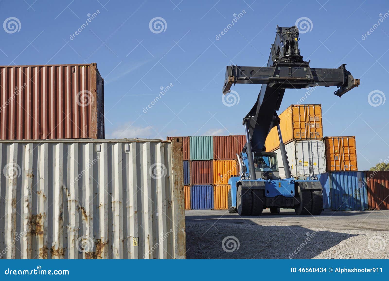 Container lifter stock photo. Image of garage, wagon - 46560434