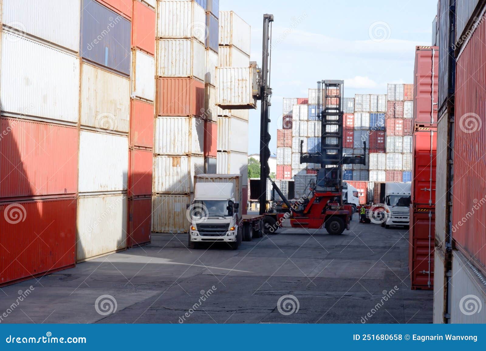Container Lifting Tools in Container Yards Stock Photo - Image of yards ...
