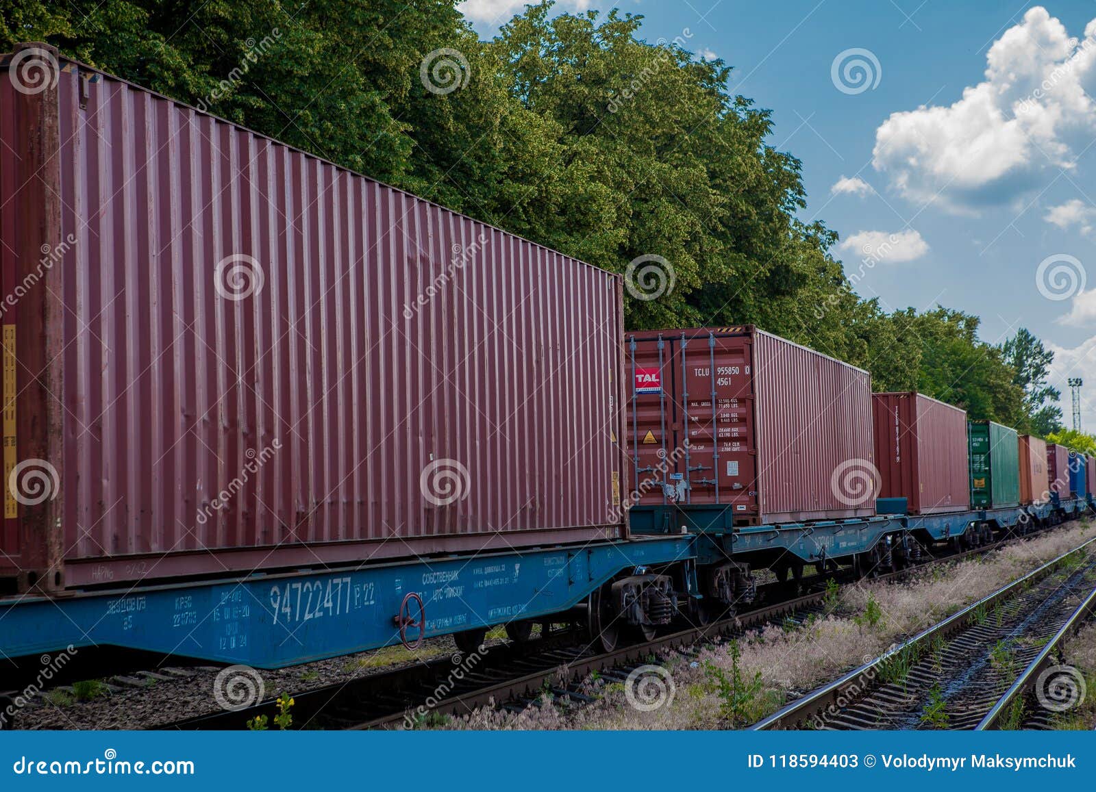 Container Loaded on Train Wagons on a Railway Editorial Stock Photo ...
