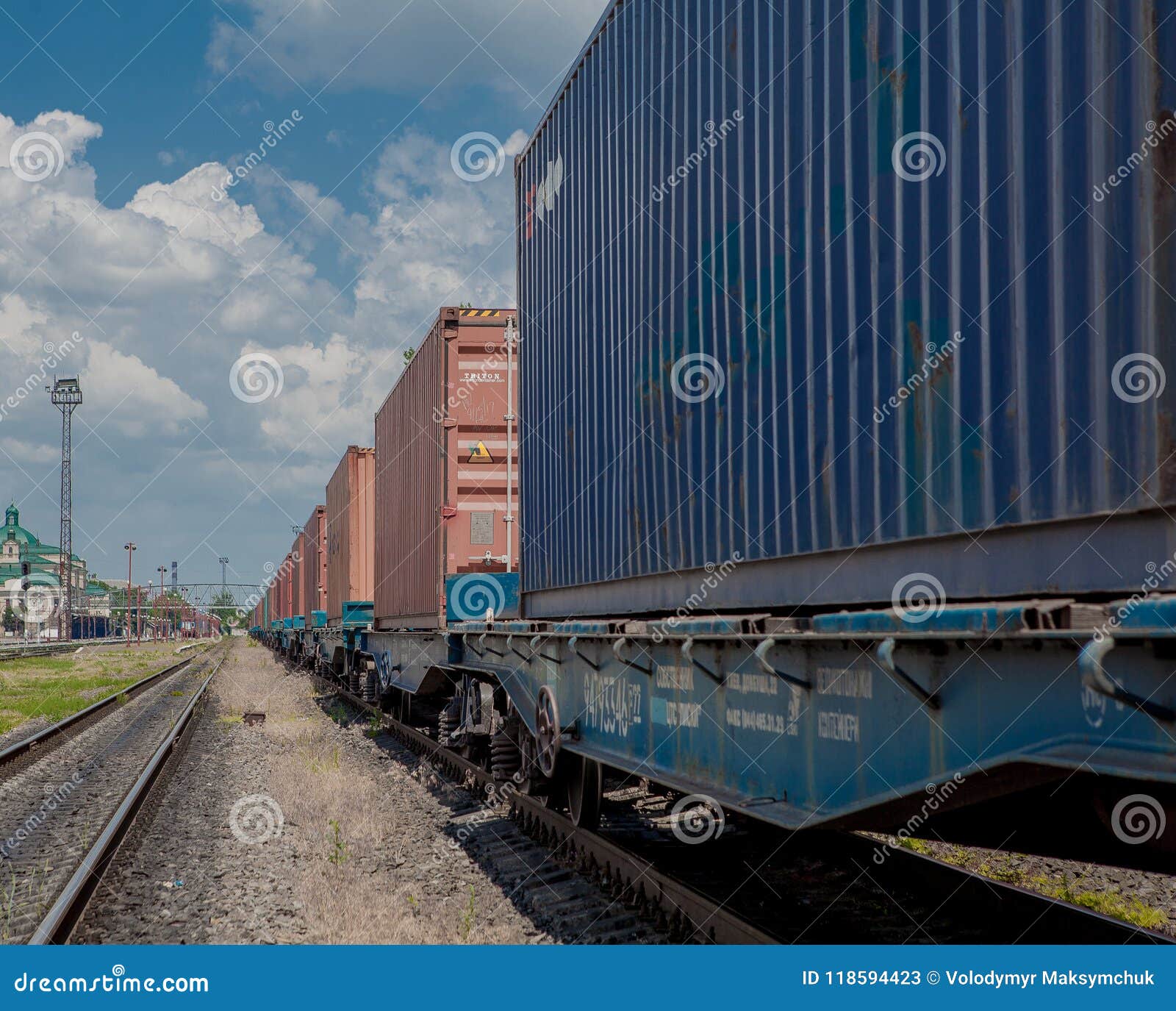 Container Loaded on Train Wagons on a Railway Editorial Stock Photo ...