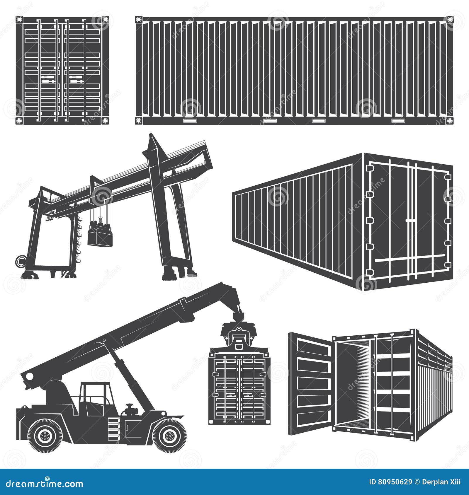 Container Crane Silhouette Set Stock Illustrations – 1,141 Container ...