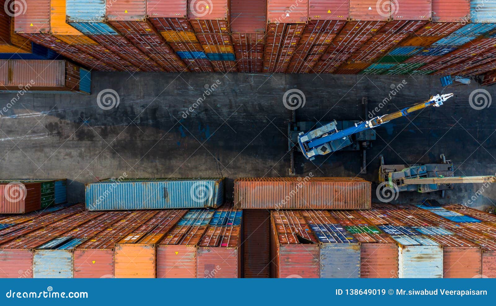 Container Loading in Cargo Container in Shipping Yard with Forklift ...