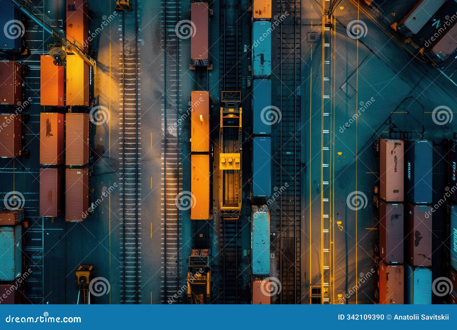 Container Loading Operations Take Place As Trucks Deliver Cargo To a ...