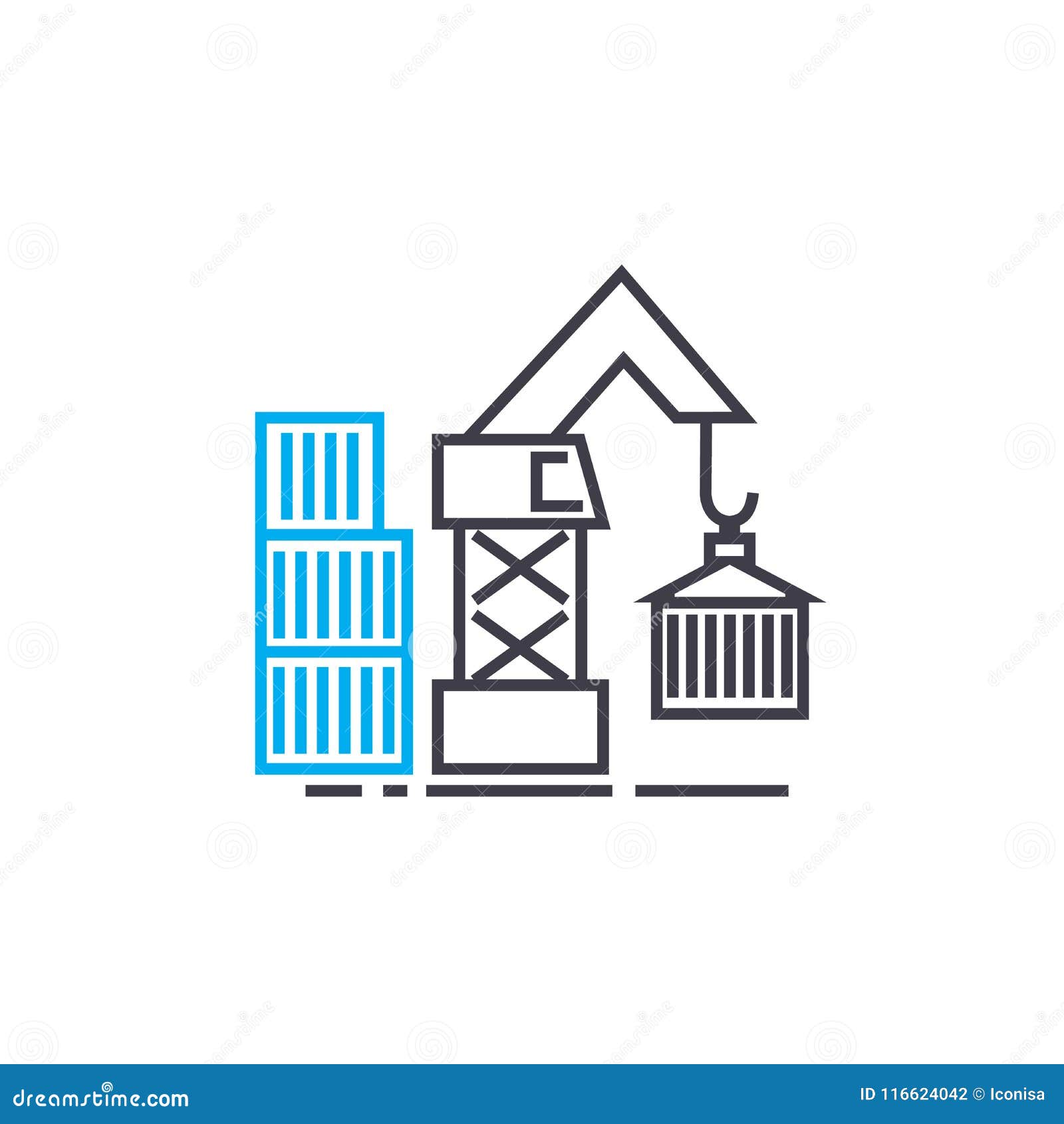 Container Loading Vector Thin Line Stroke Icon. Container Loading ...