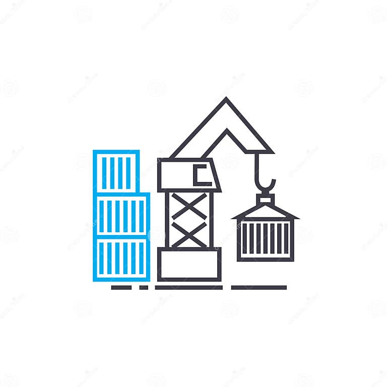 Container Loading Vector Thin Line Stroke Icon. Container Loading ...
