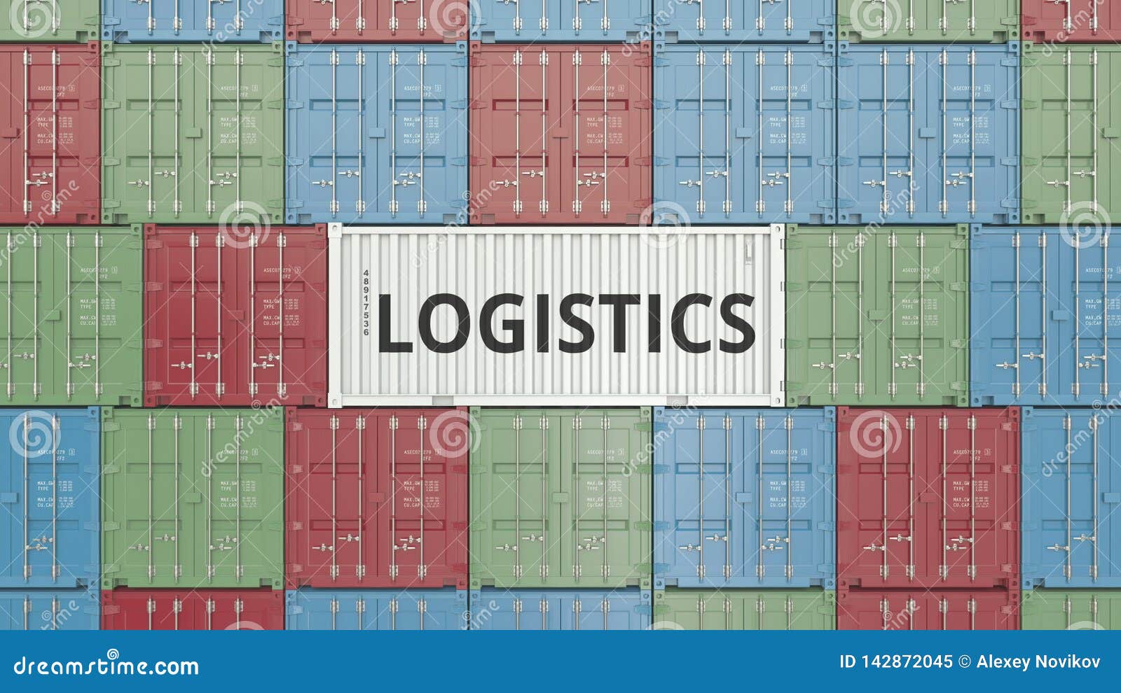 Container with LOGISTICS Text within Many Other Containers. 3D ...