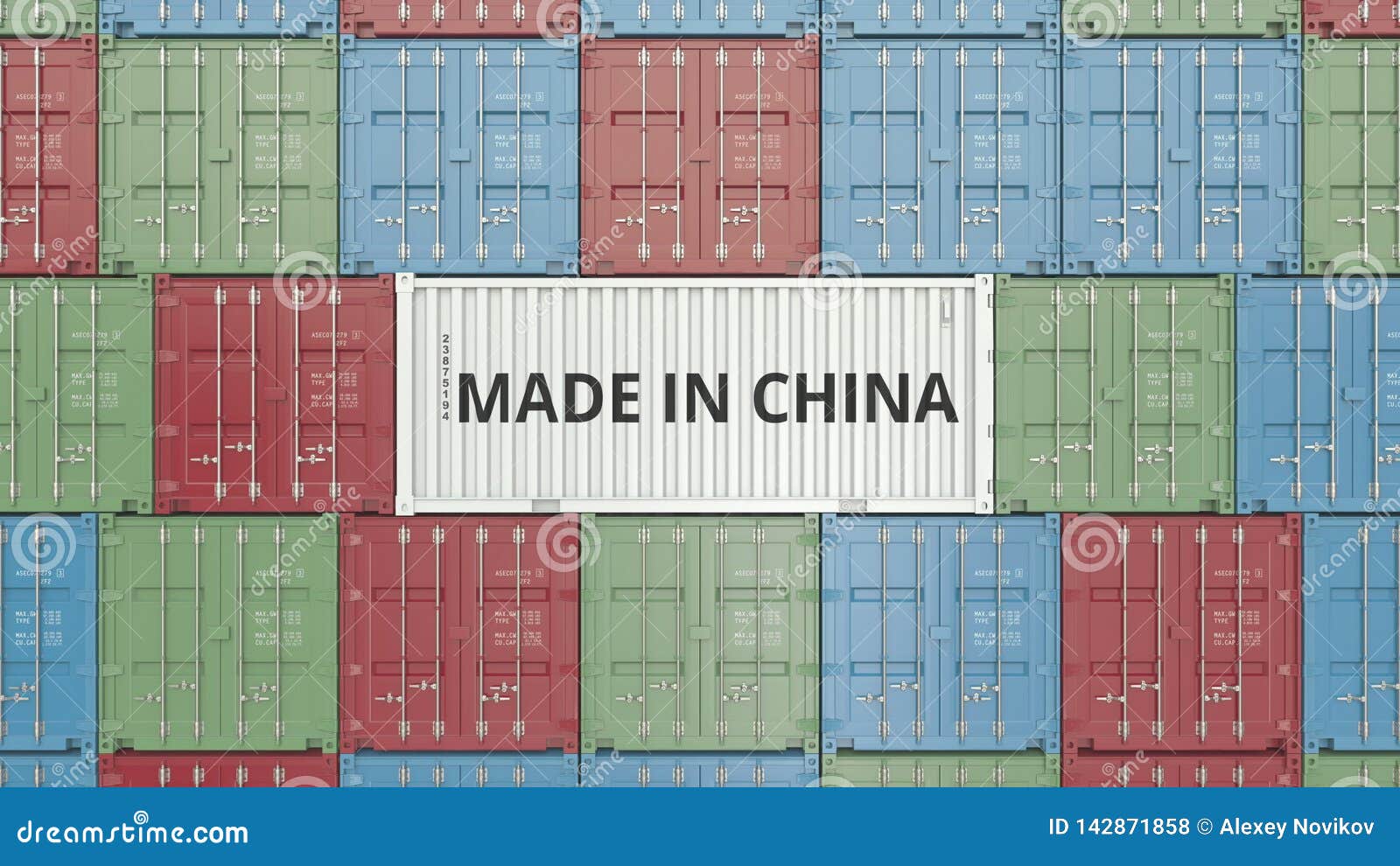 Container with MADE in CHINA Text. Chinese Import or Export Related 3D ...