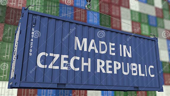 Container with MADE in CZECH REPUBLIC Caption. Import or Export Related 3D Rendering Stock ...