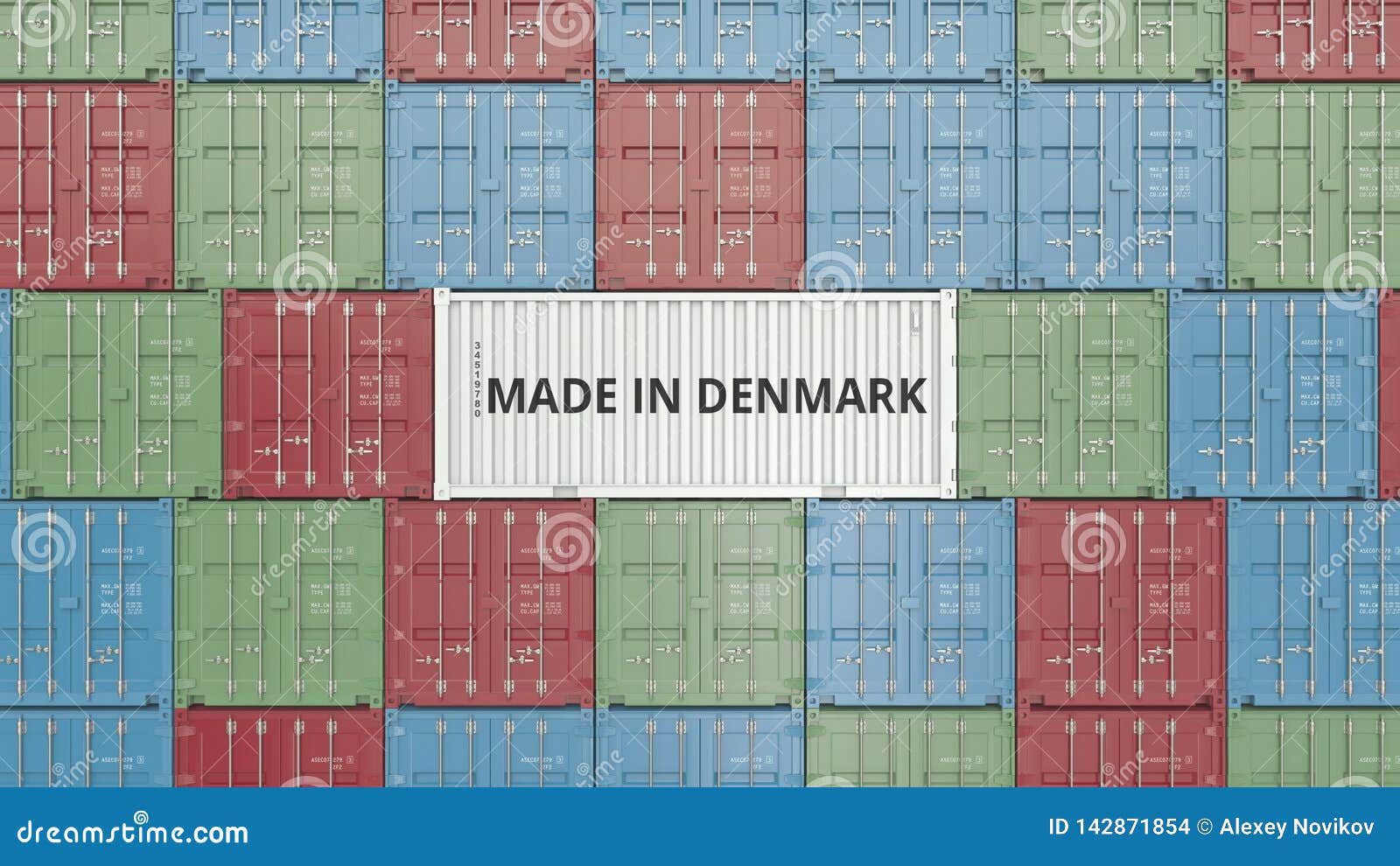 Container with MADE in DENMARK Text. Danish Import or Export Related 3D ...