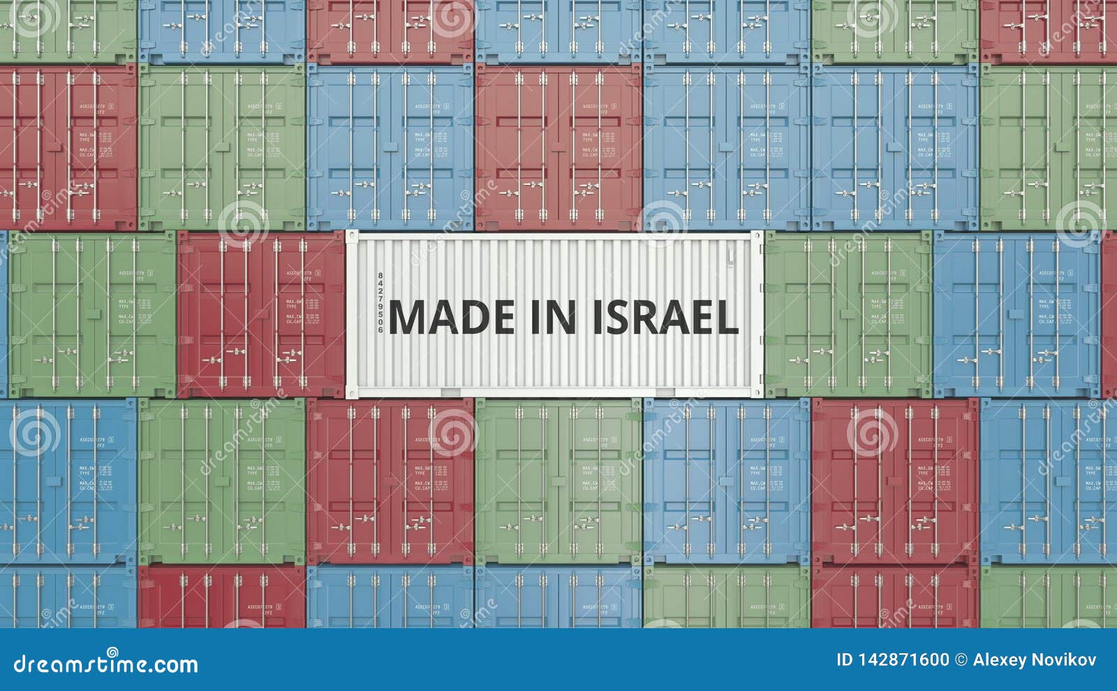 Container with MADE in ISRAEL Text. Israeli Import or Export Related 3D ...