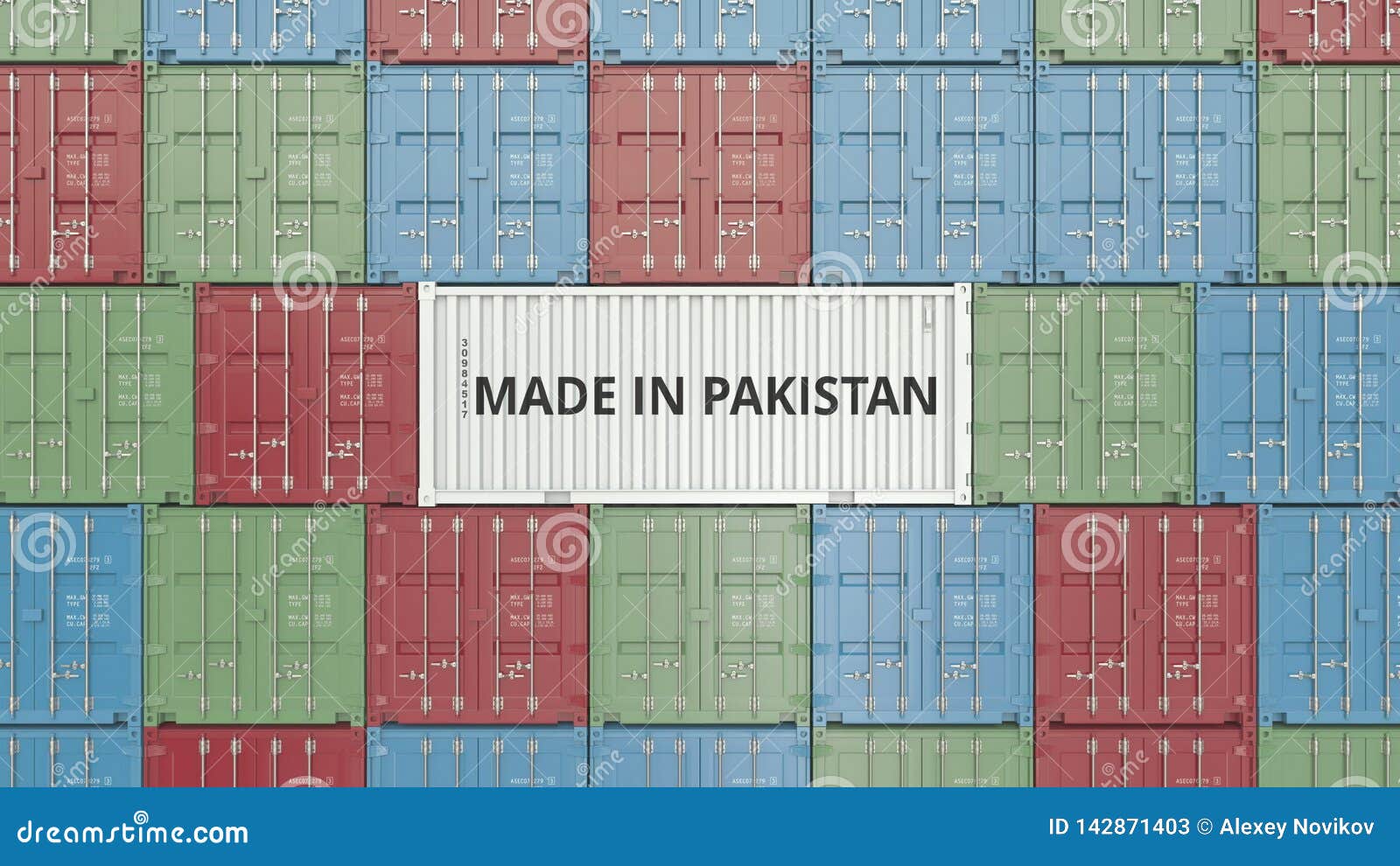 Container with MADE in PAKISTAN Text. Pakistani Import or Export ...
