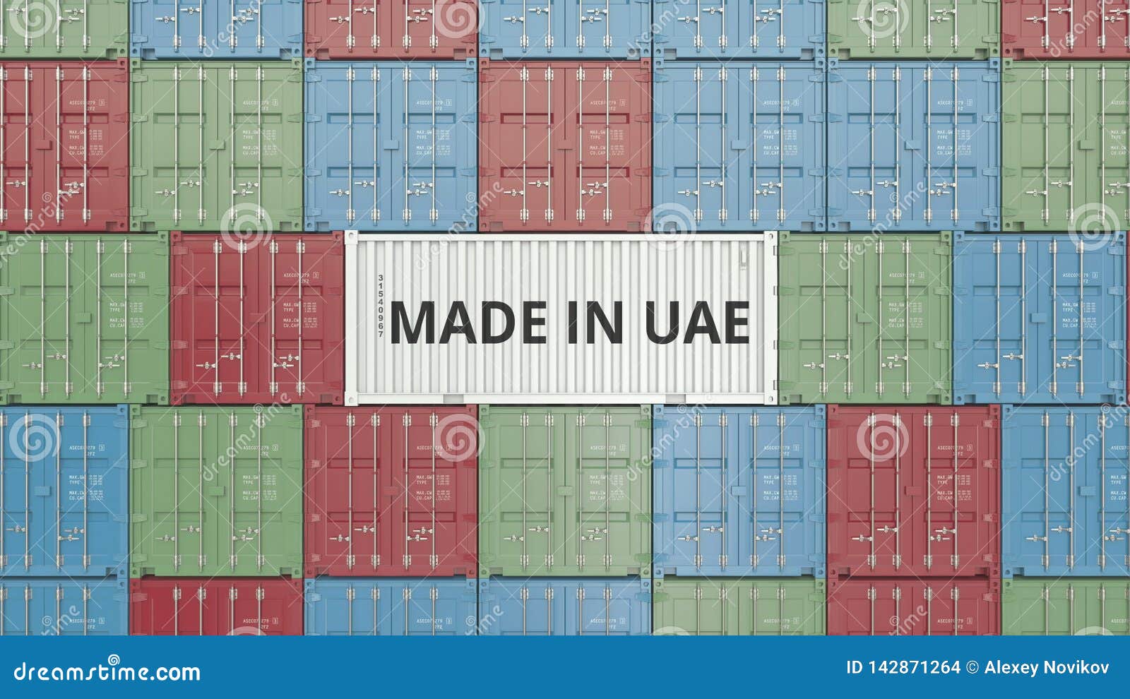 Container with MADE in UAE Text. United Arab Emirates Import or Export ...