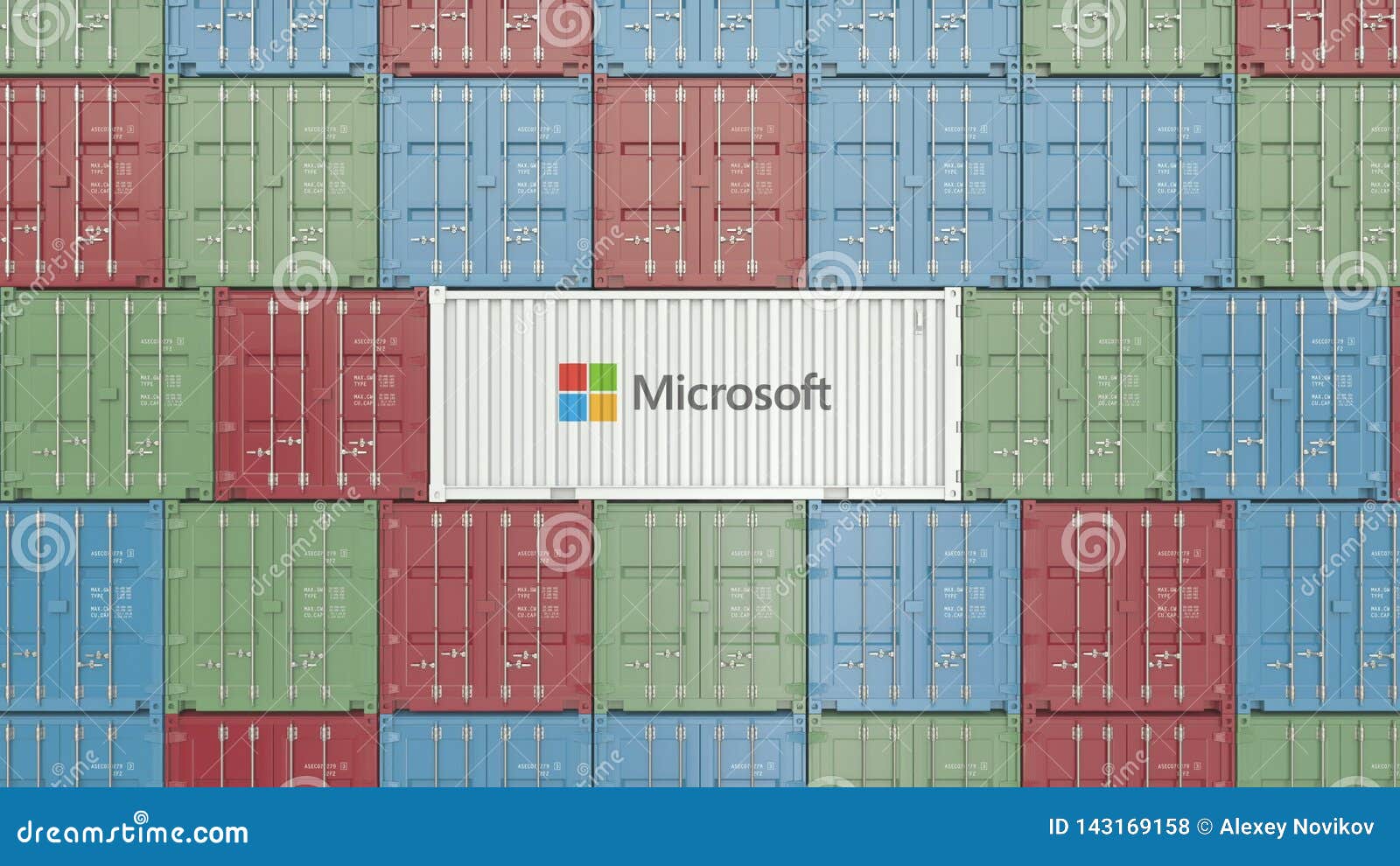 Container with Microsoft Corporate Logo. Editorial 3D Rendering ...