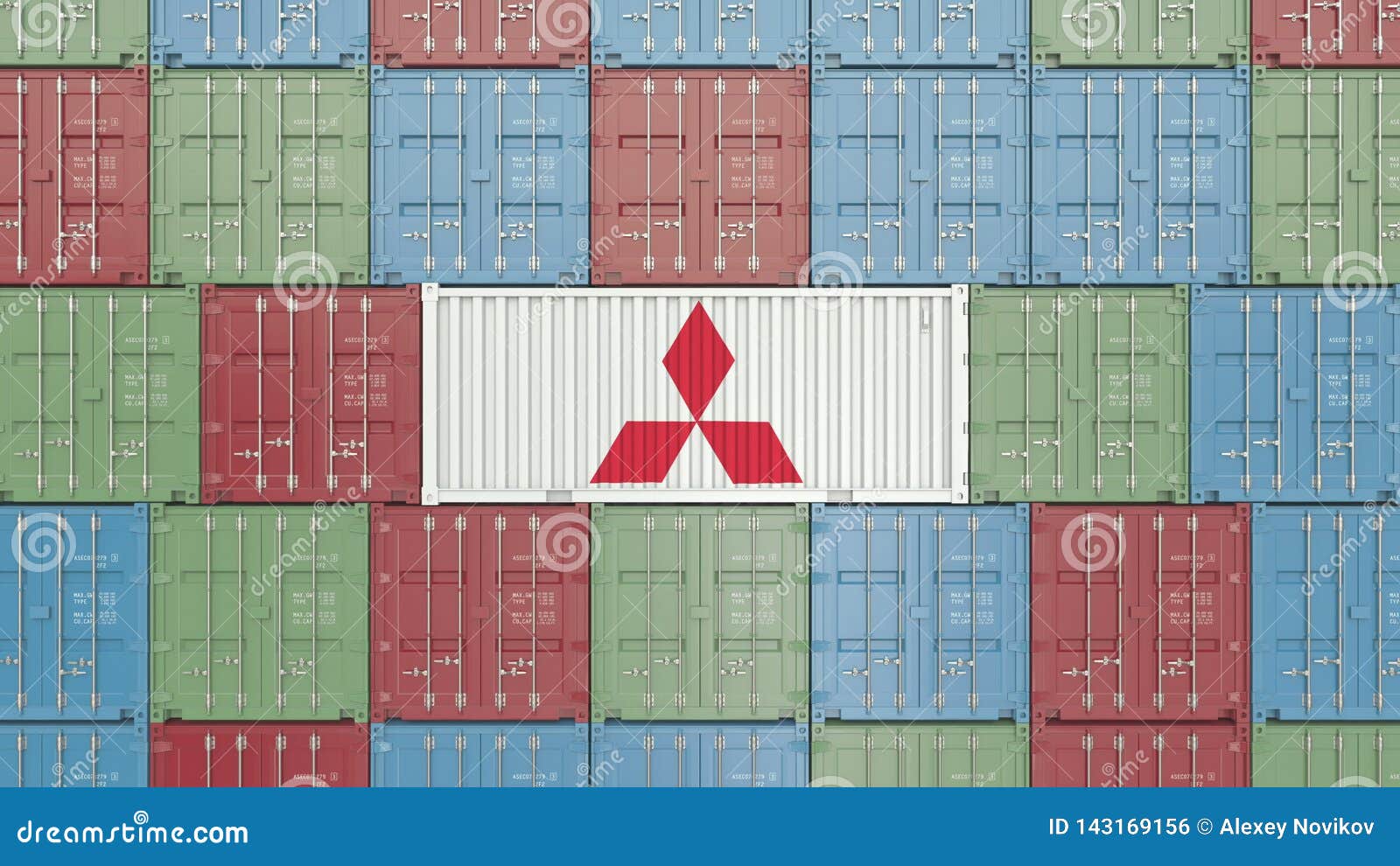 Container with Mitsubishi Corporate Logo. Editorial 3D Rendering ...