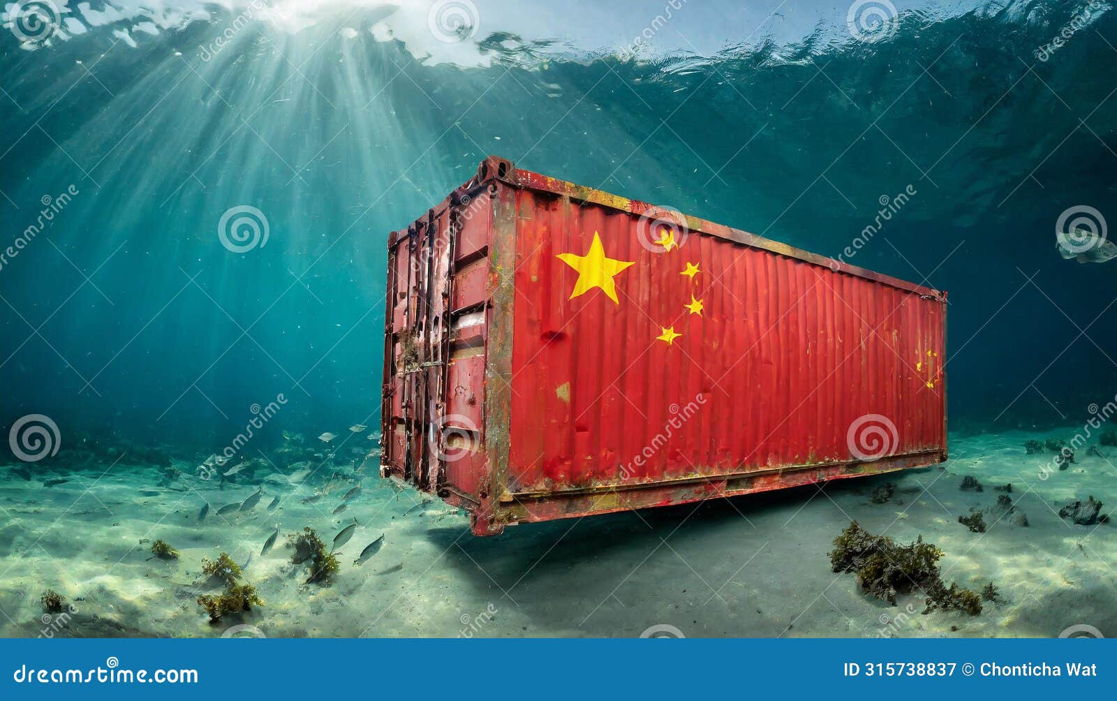 Container of the National Flag of China Was Lost and Submerged on the ...