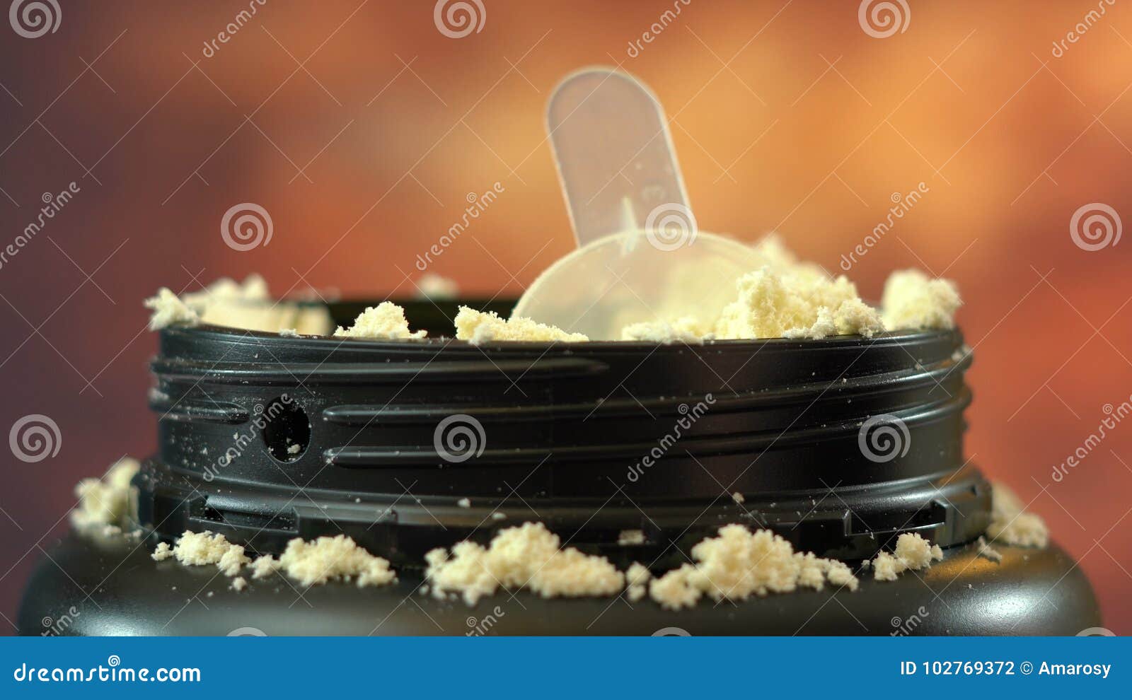Container of Nutritional Supplement Whey Protein Powder. Stock Photo ...