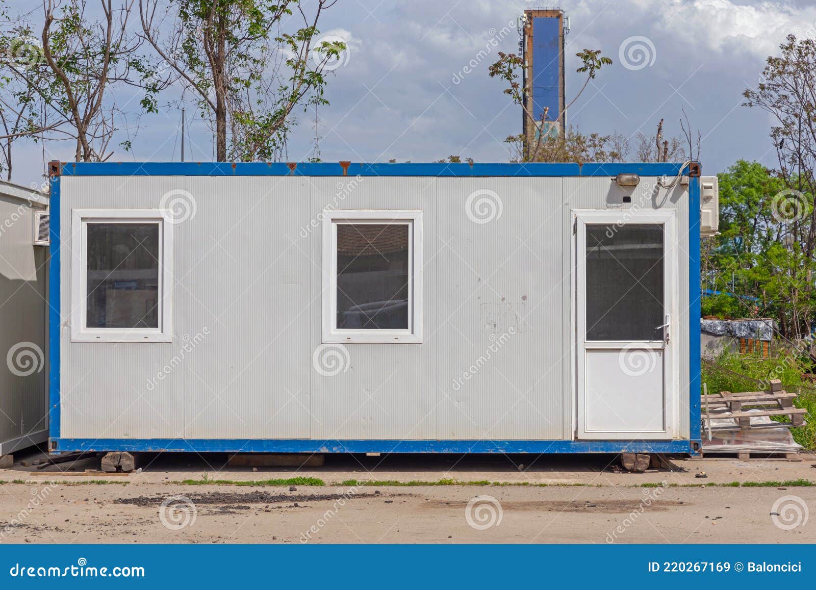 Container Office Construction Site Stock Image - Image of shipping ...