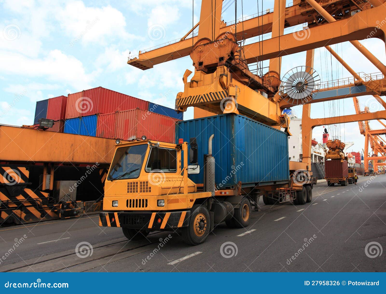 Container Operation in Port Stock Photo - Image of export, distribution ...