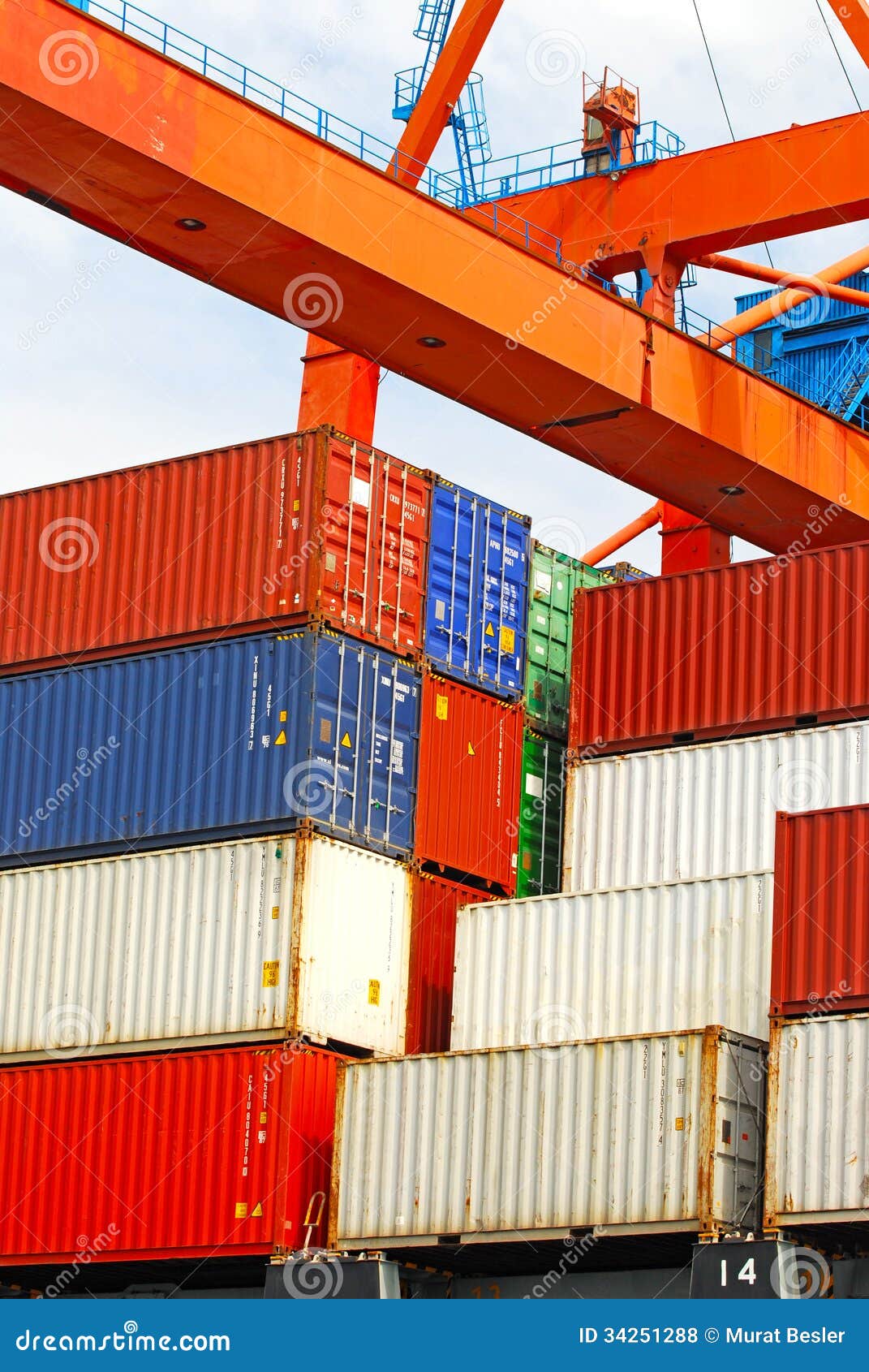 Container Operation In Port With Cranes And Gantry Loading ...