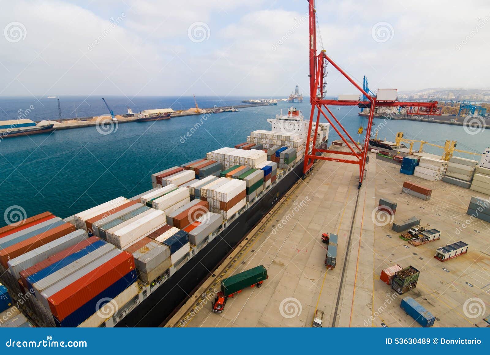 Container Operation in Port View from the Top Stock Image - Image of ...
