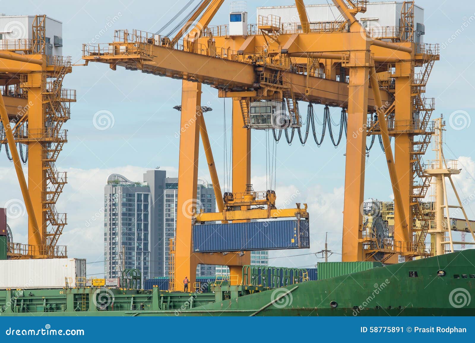 Container Operation in Sea Port Stock Image - Image of logistics ...