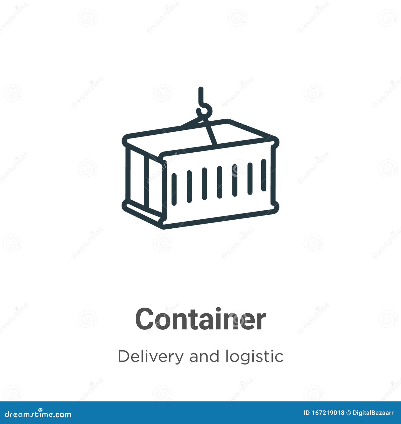 Container Outline Vector Icon. Thin Line Black Container Icon, Flat ...