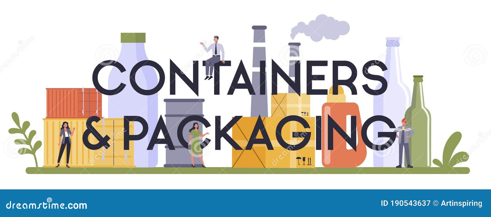 Container and Packaging Industry Typographic Header Concept. Metal ...