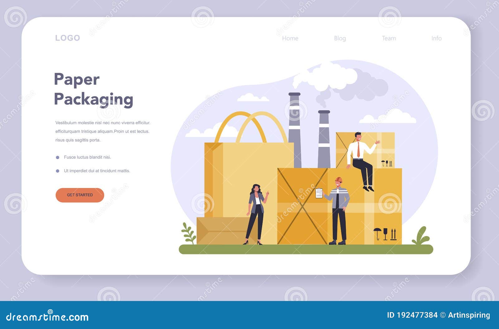 Container and Packaging Industry Web Banner or Landing Page. Paper ...