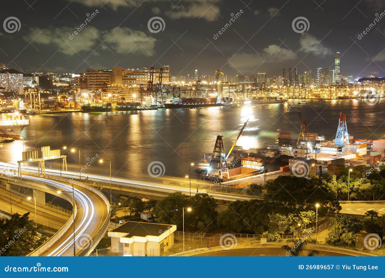 Container port and highway stock image. Image of maritime - 26989657