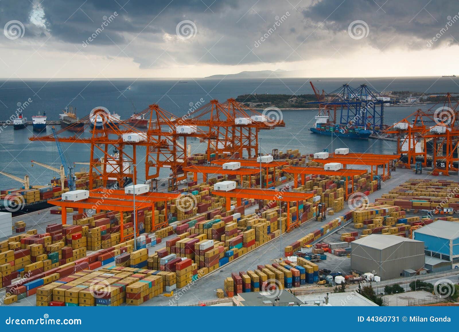 Container Port in Piraeus, Athens. Editorial Photo - Image of stormy ...