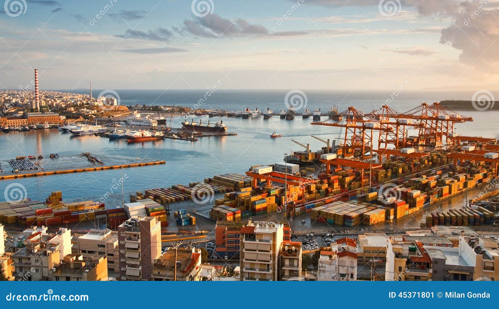 Container Port Piraeus, Athens. Editorial Photo - Image of sunset ...