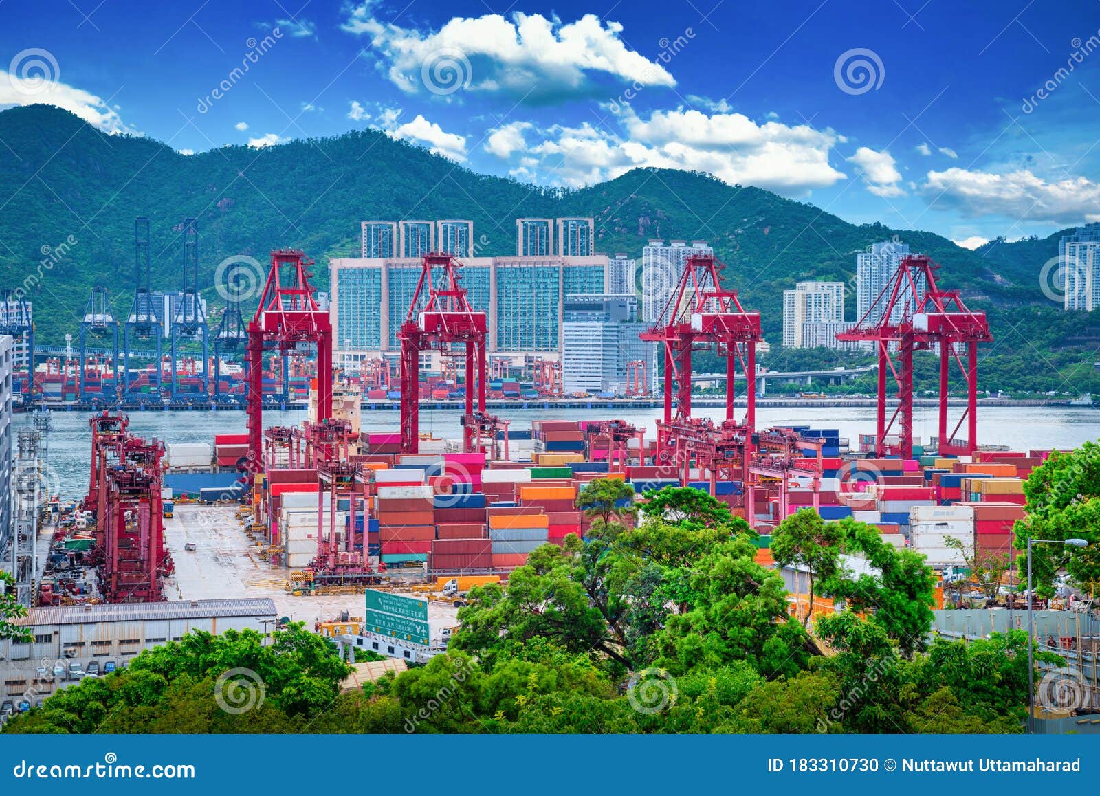 Container Port Terminal at Daytime in Hong Kong Editorial Image - Image ...