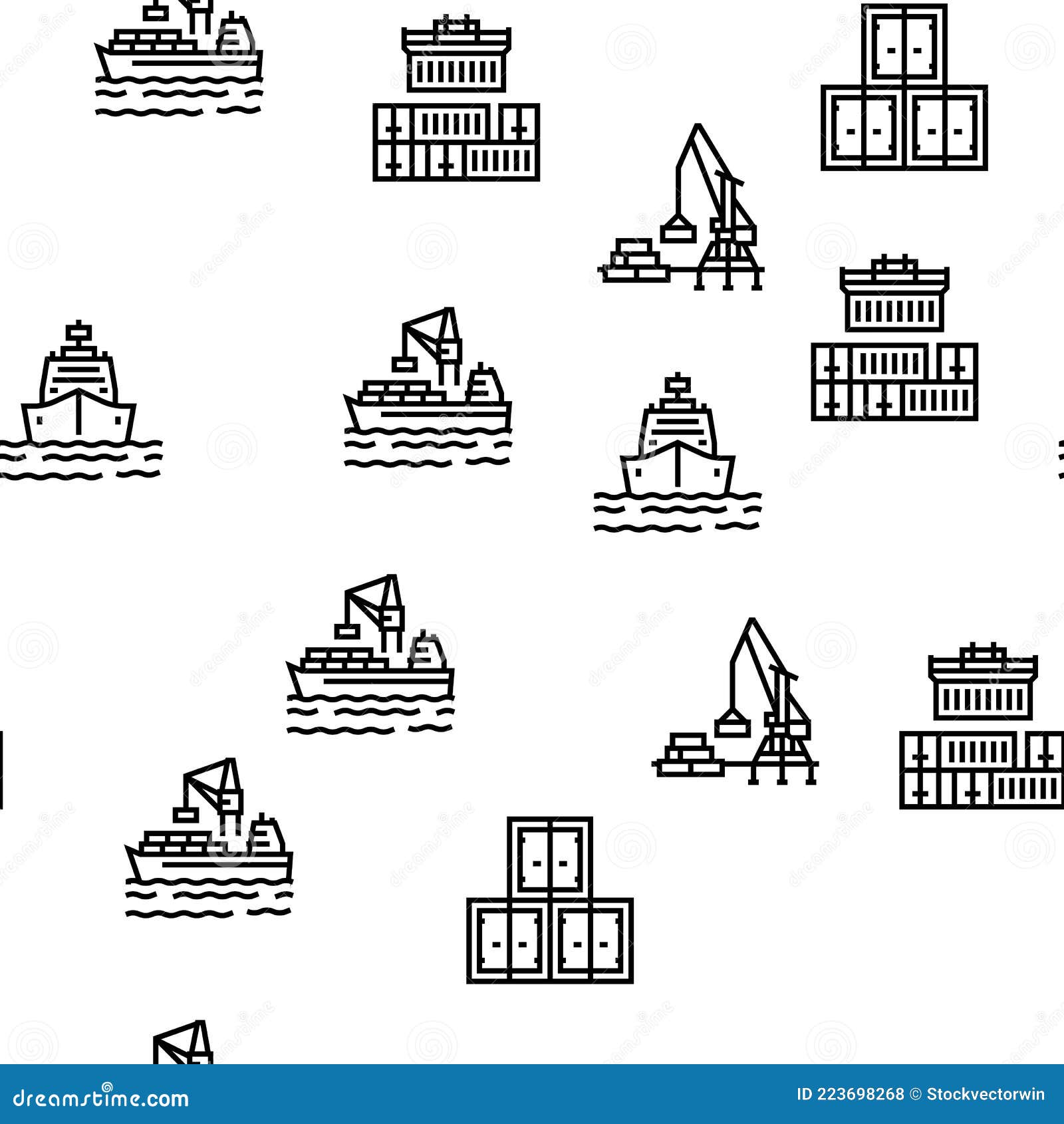 Container Port Tool Vector Seamless Pattern Stock Vector - Illustration ...